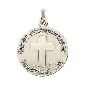 TrueFaithJewelry Sterling Silver United States Army Service Medal with Christ Cross Pendant Necklace, 3/4 Inch