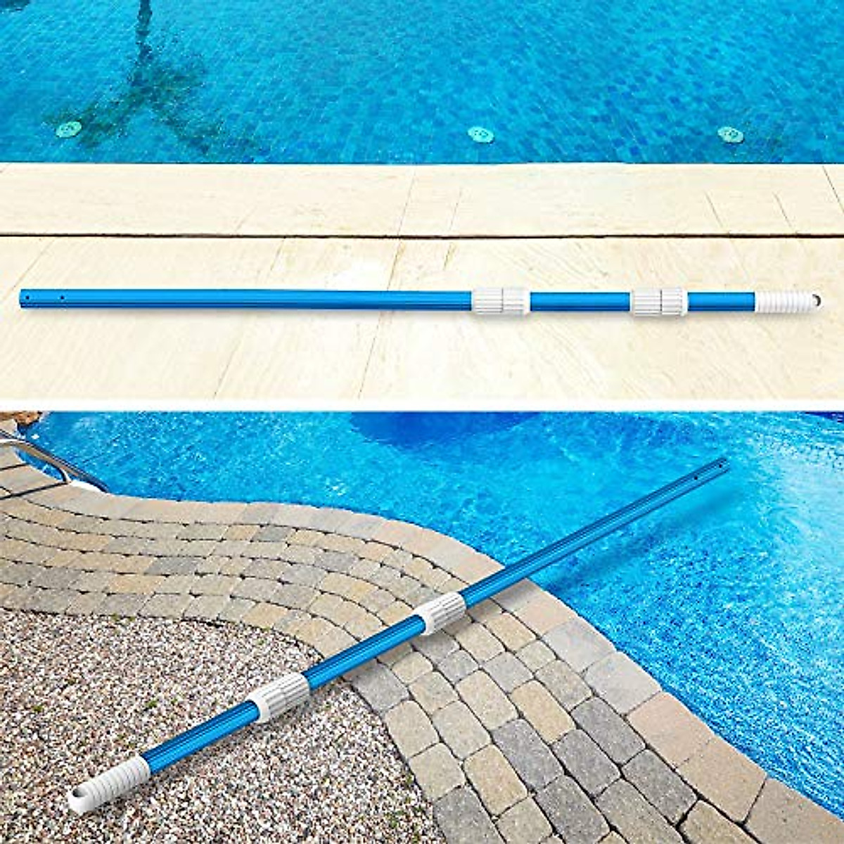BLIKA 16.5FT Blue Aluminum Telescopic Swimming Pool Pole, 1.30mm ...
