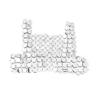 Eforcase Sexy Crop Tops Silver Sparkly Sequin Tube Top, Boho Body Chain Silver Bra Harness Chains Nightclub Body Jewelry Accessories, Sexy Halter Backless Tank Top Bra Fashion Bikini Body Chain