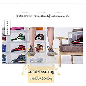 Shoe Boxes Clear Plastic Stackable, S-JIANG Sneaker Storage Box Display Boxes, Storage Bins Shoe Container Organizer for Entryway Closets (3 Pack)