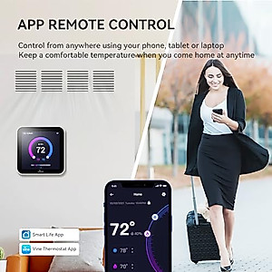 vine Smart Thermostat Larger Color Screen Thermostats for Home Heat and AC, 7 Day Programmable WiFi Thermostat App Control Compatible with Alexa and Google Assistant, C-Wire Required