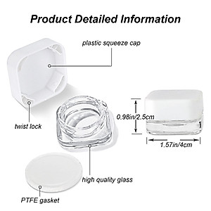 100 Pcs 7g/7ml Mini Square Clear Concentrate Jars with Lids, 2023 BPA Free, Small Thick Bottom Cosmetic Sample Glass Empty Container, for Make Up, Paint, Lip Balms, Cosmetics, Ointments (1-Black)