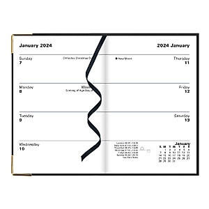 Letts of London Classic Weekly Planner, 12 Months, January to December, 2024, Gold Corners, Pocket Size, 4.25" x 2.75", Black (C32EBK-24)