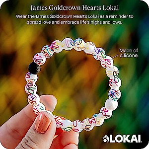 Lokai Silicone Beaded Bracelet for Women & Men, Artist Collection - James Goldcrown Hearts, (Large, 7 Inch Circumference) - Jewelry Fashion Silicone Bracelet Slides-On, Comfortable Fit