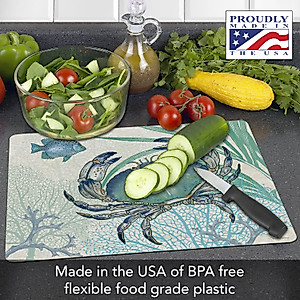 Cut N' Funnel Oceana Designer Flexible Plastic Cutting Board Mat, 15" x 11.5", Made in the USA, Decorative, Flexible, Easy to Clean