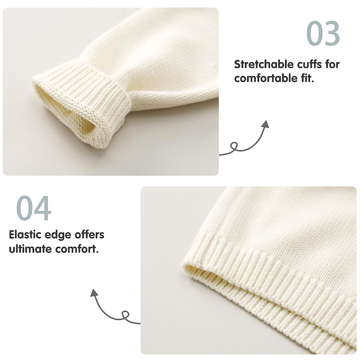 pureborn Baby Toddler Boys Girls Pullover Sweater Cotton Knit Warm Crewneck Long Sleeve Tops Cream 18-24 Months