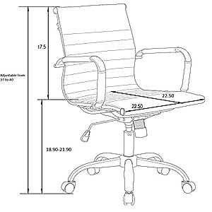LeisureMod Harris Modern Adjustable Executive Swivel Leatherette Task Gold Office Chair (Grey)