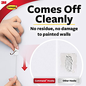 Command Small Wire Toggle Hooks, Damage Free Hanging Wall Hooks with Adhesive Strips, No Tools Wall Hooks for Hanging Organizational Items in Living Spaces, 3 White Hooks and 4 Command Strips