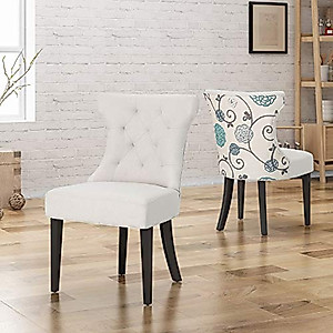 Christopher Knight Home Patty Traditional Two Toned Fabric Dining Chair, Ivory and White/Blue Floral