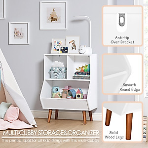 UTEX Toy Storage Organizer, Kids Bookshelf and Toy Storage with Legs, 3 Cube Storage Organizer, Toy Shelf for Kids Room, Living Room, Nursery, White