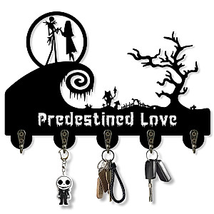 KingLive Predestined Love Coat Hook,The Christmas Eve Decoration,Nightmare Before Christmas Wooden Coat Hooks Key Hooks Home Decora for Bedroom Kitchen Towel Rack,Halloween Present Christmas Gifts