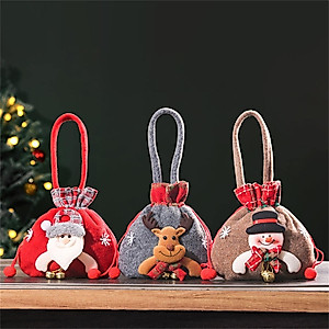bacxigo 2023 New Doll Bags,Cute Christmas Eve Apple Bags,Drawstring Reusable Fabric Goody Bag Xmas Favor Bags (10pcs)