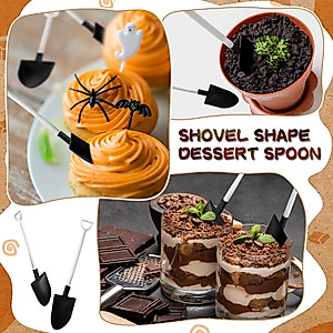 Novelty Mini Shovel Spoons for Dessert Disposable Plastic Shovel Shaped Spoons Mini Dessert Spoons for Ice Cream Cake Pudding Yogurt Family Construction Birthday Party Supplies (150 Pcs, Black)
