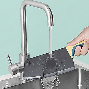 Kitchen Knife Set, 5 Pcs Blue Cooking Knife Set with Block, Professional Knives Set for Kitchen, Super Sharp Stainless Steel Chef Knife Set Contains Round Stand, Knives, Scissors (Blue)