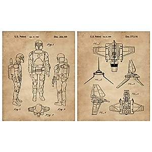 Star Vessels Gifts - Set of 8 Wall Art Prints (8x10) for Men Boys Women Bathroom Bedroom Room Decor Movie Sci Fi Wars Comic-Con Man Cave Garage Retro Reinterpreted Studio Student Decorations