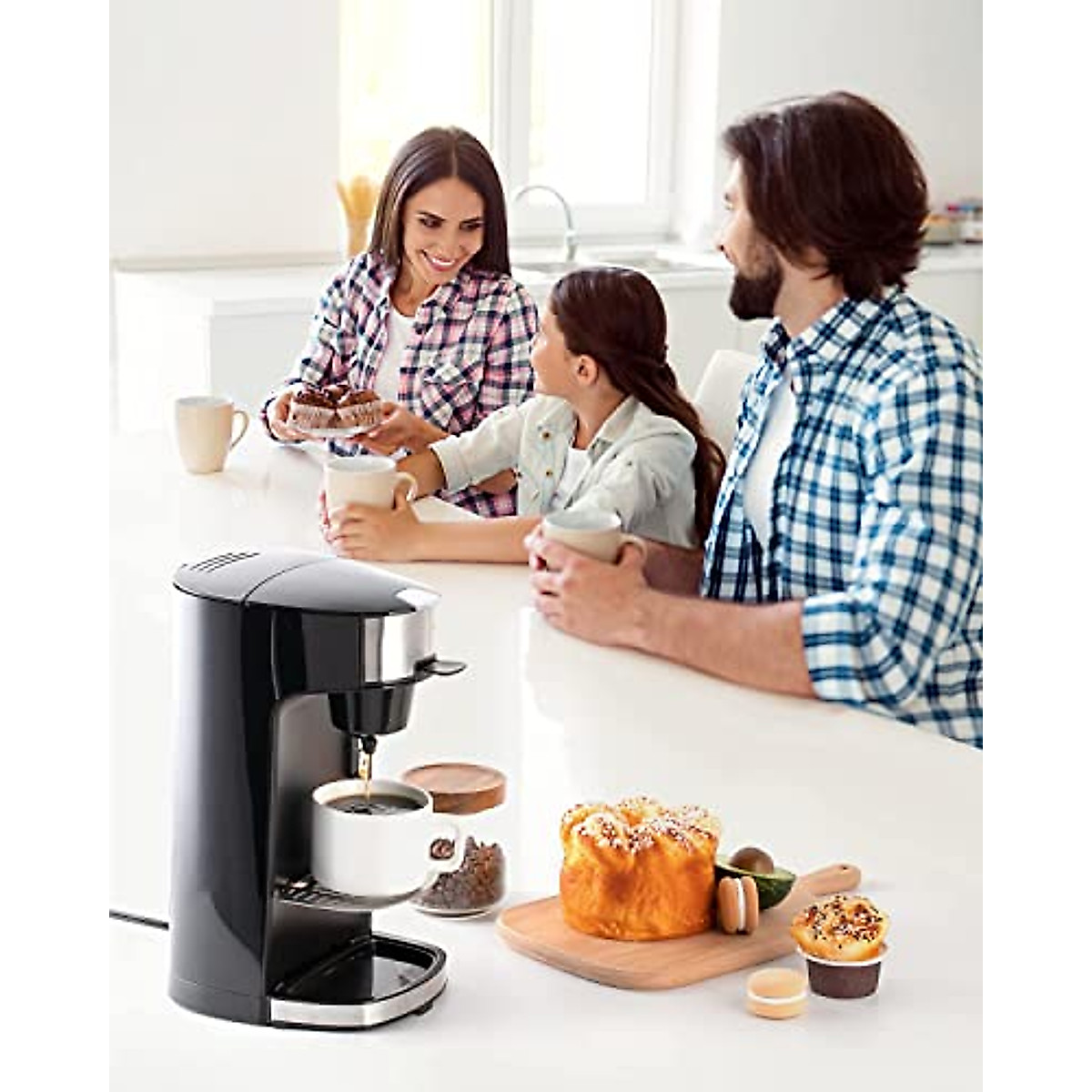 Coffee Maker, 3 in 1 Coffee & Tea Maker for K Cup, Loose Leaf Tea & Ground Coffee Compatible, with Fast & Fresh Brewed, 8 to 14 Oz. Brew Sizes and Self Cleaning Function
