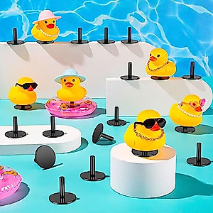 ZHWKMYP 20Pcs Duck Holder, Black Plastic Duck Plug Holders for Car Dash, Rubber Duck Mounts for Car Dashboard Lover (Excluding Rubber Duck)