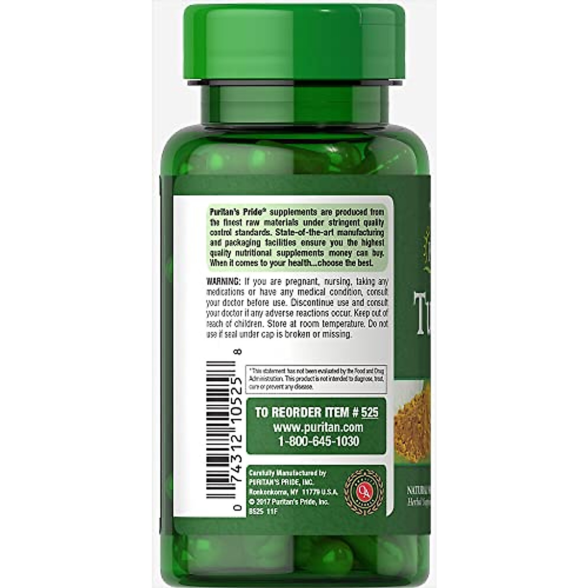 Puritans Pride Turmeric 400 mg Capsules, 100 Count