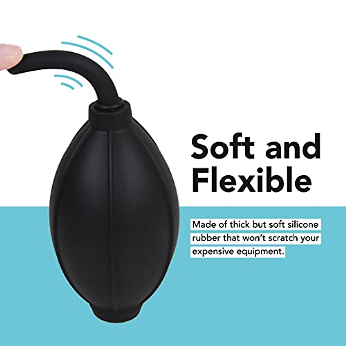 Foto&Tech Silicone Rubber Dust Blower with Soft Nozzle for DSLR Cameras LCD Screen Gaming Console Lens PC Motherboard Keyboard, Hand Air Blaster for Photography Cleaning Gardening Arts (1 Piece)