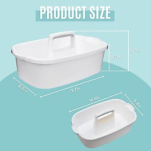 KeFanta Cleaning Supplies Caddy, Cleaning Supply Organizer with Handle, Plastic Bucket for Cleaning Products, Tool Storage Caddy, White