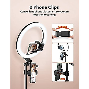 12" Ring Light, Selfie Ring Light with 3 Color Modes, Adjustable Brightness, Extendable Tripod Stand, 2 Phone Holders, Bluetooth Remote Shutter for Photography/Makeup/Vlogs/Live Stream/YouTube…