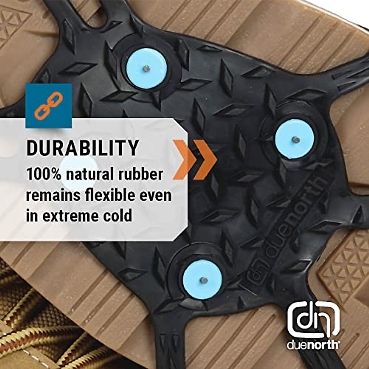 Due North Everyday Pro Footwear Traction Aids, Tungsten Carbide Ice Cleat Spikes, Lightweight Full-Foot, Rubber, Unisex, Small/Medium, V3551370-S/M