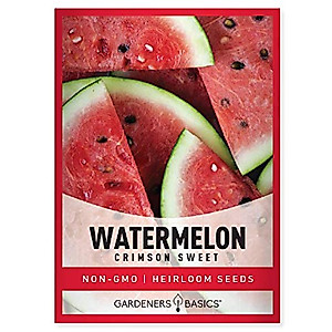 Watermelon Seeds for Planting - Crimson Sweet Heirloom Variety, Non-GMO Fruit Seed - 2 Grams of Seeds Great for Outdoor Garden by Gardeners Basics