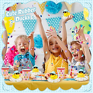 Sotiff Mini Rubber Ducks Bulk for Kids Children Cute Yellow Duck Toy for Dashboard of Car Bathtub Ornaments with Sunglasses Swim Ring Mini Hat Necklace and for Baby Shower(12 Sets,Cute)