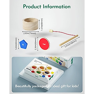 Boby Montessori Wooden Magnetic Fishing Game Child Toys Shape&Colors Sorting Cupcakes for Toddlers 2-4 Years Matching Games for Toddlers