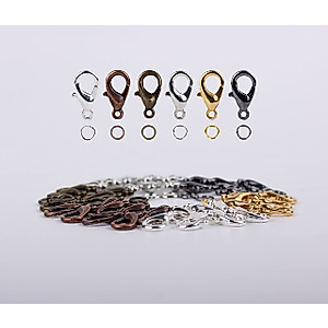 CROFOYO 6 Colors 930 pcs Jewelry Findings Kit Nickel-Free with 12mm Lobster Clasps and 5mm Open Jump Rings for DIY Craft Necklace Bracelet Jewelry Making