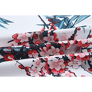 ECOWISH Women's Casual Floral Zip Up Bomber Jacket Coat Stand Collar Lightweight Short Outwear Tops Blue M 832 Blue Medium