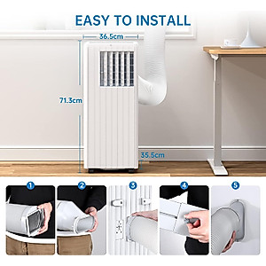 Acekool 8000BTU Portable Air Conditioner, Portable AC Unit with Remote Control, Energy-Efficient Cooling for 350 Sq.ft Spaces, 3-In-1 Cool, Fan, Dehumidify Modes, Portable AC for bedroom room indoor