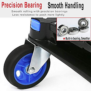 Folding Shopping Cart with Wheels, Collapsible Cart with Basket, 2-Layer Utility Carts, Outdoor Wagon for Groceries, Hand Truck (Folding Cart + Crate)