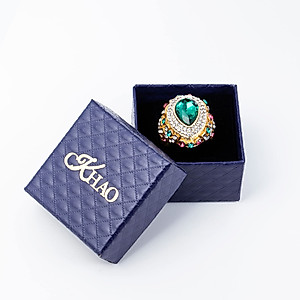 CKHAO Women Ring - 28mm Big Size Antique Gold Plated Turkish Style Green Gemstone Vintage Girls Ring Women Jewelry Z0252 (7)