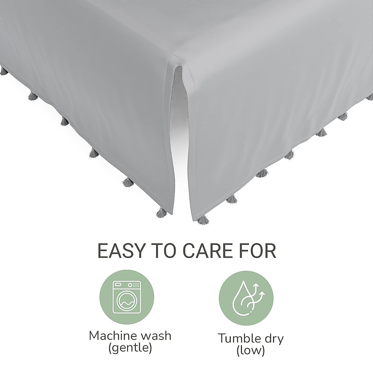 Tadpoles Crib Skirt with Tassel | 28" x 52" with a 14" Drop | Made of 100% Softly Brushed Microfiber Polyester | Easy to Care for | Soft, Smooth, Breathable & Durable | Ideal for Babies | Grey