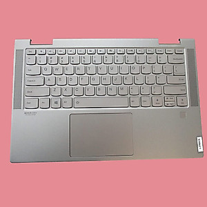 Replacement for Lenovo Yoga C740-14 C740-14IML Laptop Upper Case Palmrest Keyboard Touchpad Assembly Part 5CB0U43990 Top Cover Sliver
