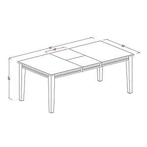 East West Furniture QUT-WHI-T Quincy Dining Room Table - a Rectangle kitchen Table Top with Butterfly Leaf, 40x78 Inch, Buttermilk & Cherry