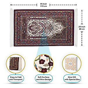moonlike Turkish Prayer Rug, Purple Prayer Rug, Prayer Mat Travel, Portable Prayer Mat Muslim, Prayer Rugs Islam, Prayer Mat Islam Thick, Ramadan Gift (Purple)