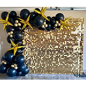 Light Gold Shimmer Wall Backdrop- 24 pcs Decorations Panel Glitter Bling Photo Background Backdrop for Birthday Decorations,Wedding & Engagement, Anniversary Décor(Champagne)