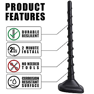 VOFONO 7 Inch Antenna Compatible with 2000-2021 Toyota Tundra Tacoma, Spiral Flexible Rubber Antenna Replacement
