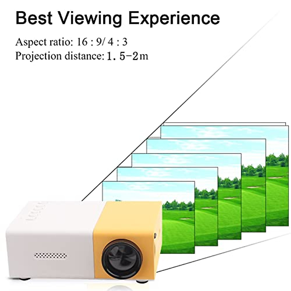 Mini Projector Portable 1080P LED Projector, Pocket Pico Video Projector for Home Theater Movie Projector, Outdoor Movie Projector, Cartoon, Kids Gift, HDMI USB TV AV Interfaces and Remote Control