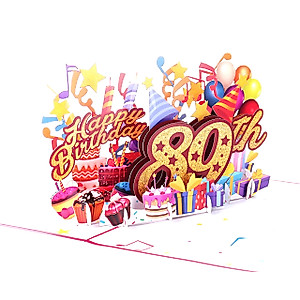 iGifts And Cards Happy 89th Red Birthday 3D Pop Up Greeting Card – Awesome 89 Birthday Card For Woman, Man, Happy Eighty Nine Birthday Gift For Mom, Dad, Wife, Husband Present, 5" X 7"
