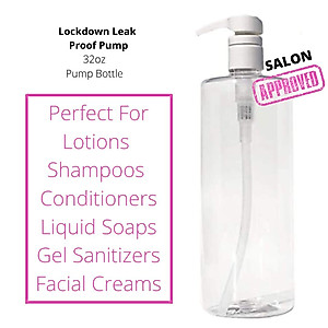 Smart Solutions Salon Grade Empty Pump Bottle (32oz, 4 Pack) with Lockdown Leak Proof Pump | BPA Free | Refillable Perfect for Lotion, Shampoo, Conditioner, Liquid Soap, Gel Sanitizers & Facial Cream