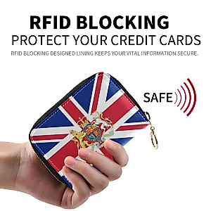 Slim Minimalist Soft Leather Mini Case Holder Organizer Wallet for Women Men London British Flag National Emblem