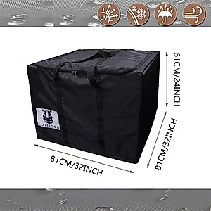 Orqihod Patio Cushion Storage Bag with Zipper and Handles Waterproof Outdoor Furniture Seat Cushion Bags Square, Black, 32 x32 x24IN