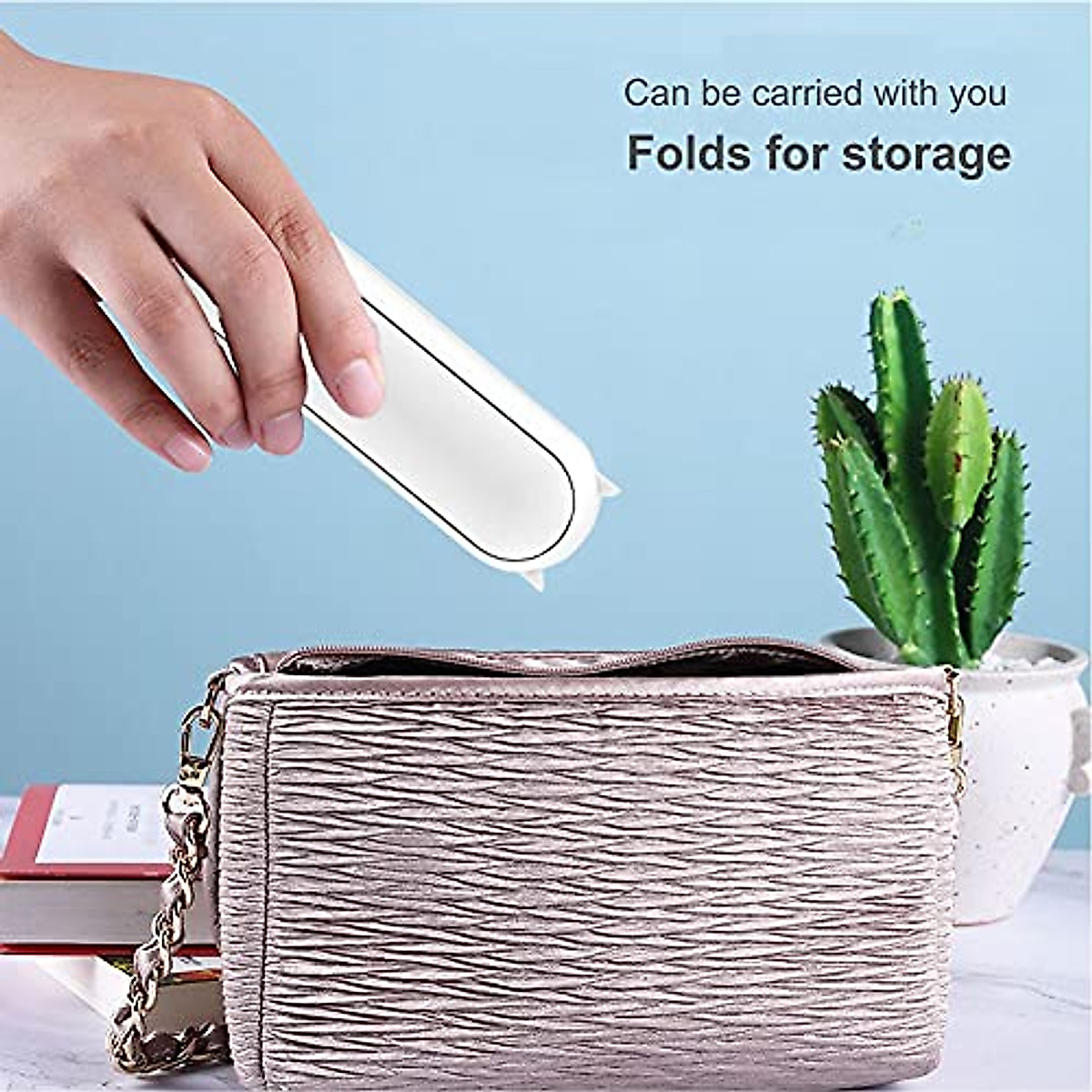 TAILISA Portable Handheld Fan, 2-speed Mini Portable Fan USB Rechargeable Personal Fan for Home Office Outdoor Travel White