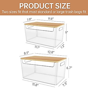 COAZEX 2 Pack Trash Bag Holder Under Sink Stackable, Plastic Garbage Bag Dispenser with Lid, Trash Bag Storage Dispenser Roll Holder for Kitchen, Pantry, Laundry Room Organization
