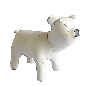 Dog Mannequins, PU Leather Standing Dog Model Flexible Stretch Dog Mannequins to Display Dog Apparel Pet Clothes, Dog Shop Supplies Bulldog Style Beige