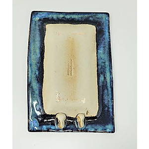 Colm De Ris Ceramic Rectangular Pottery Dish Dinner Plate Blue Kitchenware Housewarming Gift Birthday Present