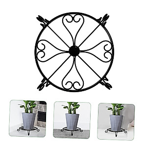 Yardenfun 3 Pcs Flower Stand Iron Vase Holder Round Black Plant Stand Metal Plant Holder Heavy Duty Flower Pots Holder Shelving Brackets Flowerpot Holder Iron Plant Stand Indoor Pot Rack
